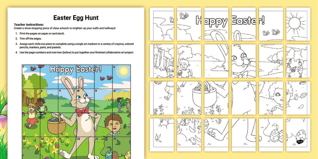 Easter Egg Hunt Collaborative Art | Twinkl USA Resources