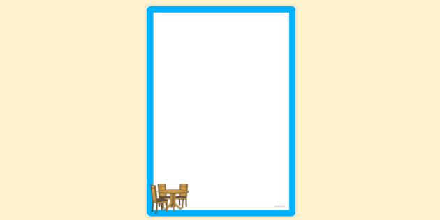 FREE! - Simple Blank Dining Table and Chairs Page Border | Twinkl