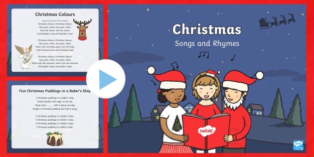Christmas Songs and Rhymes Lyrics PowerPoint (teacher made)