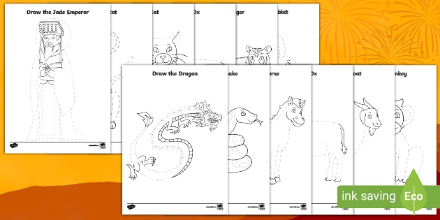 Drawing Chinese New Year Pencil Control Worksheets | Twinkl