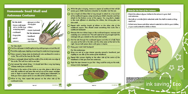 Homemade Snail Shell and Antennae Costume