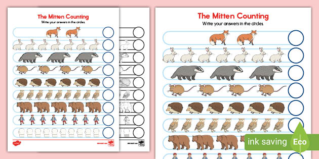 The Mitten Story Counting Activity (teacher made)