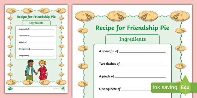 Friendship Pie Template | Twinkl (Teacher-Made)