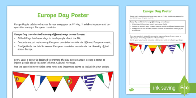 CfE Second Level Design a Poster For Europe Day Worksheet