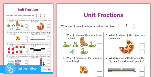 👉 Interactive PDF Y3 WRM Fractions: Unit Fractions Y2 Revision