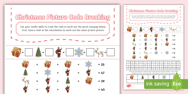 Christmas Picture Code Breaking (teacher made)