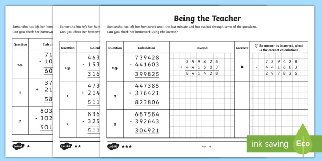 6-Digit Checking Answers Worksheets
