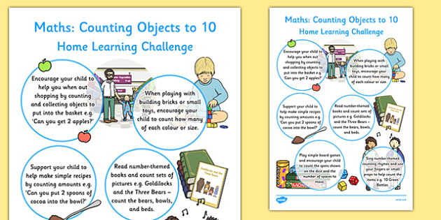 EYFS Maths: Counting Objects to 10 Home Learning Challenge Sheet