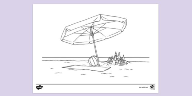 FREE! - Summer Beach Colouring Page | Twinkl Colouring Sheets