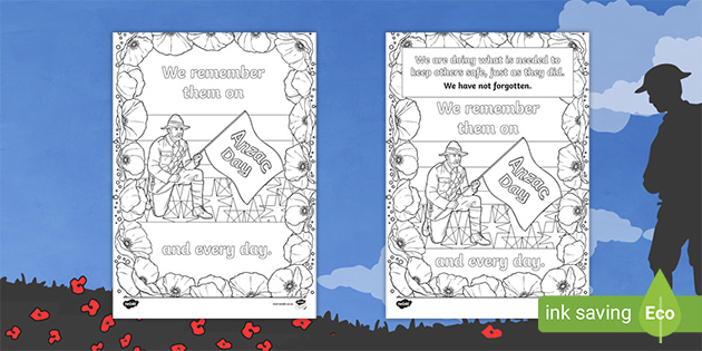 Anzac Day Colouring Poster (teacher made)