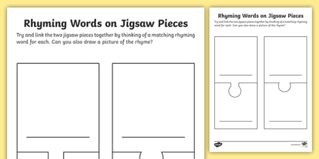 Rhyming Words Jigsaw Pieces Blank Template (teacher made)