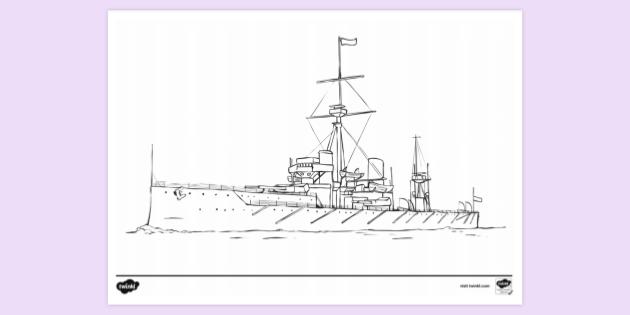 FREE! - Battleship Colouring | Colouring Sheets