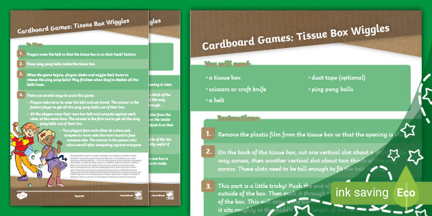 Cardboard Games: Tissue Box Wiggles (teacher made)