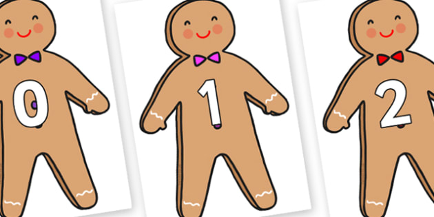 FREE! - Numbers 0-50 on Gingerbread Man (teacher made)