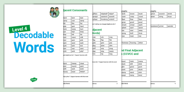 Phonics: Level 4 Decodable Words Booklet (teacher made)