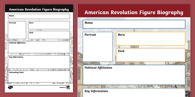 American Revolution Figure Biography Graphic Organizer