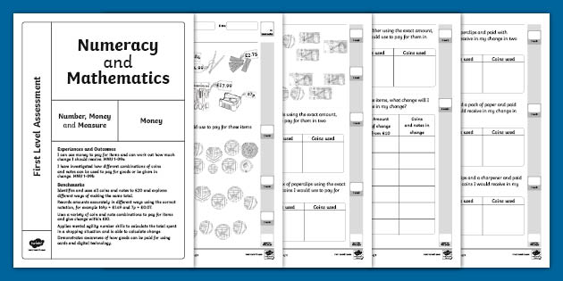 Money Assessment – First Level CfE Numeracy and Mathematics