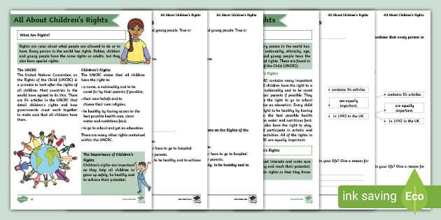 All About Children’s Rights Differentiated Reading Comprehension