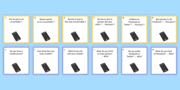 Technology in Everyday Life Question Pair Cards French