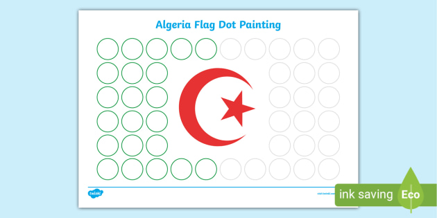 Algeria Flag Dot Painting Worksheet