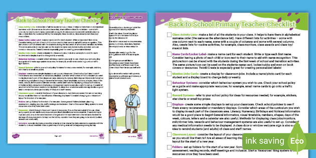 Back-to-School Teacher Checklist | Primary Resources