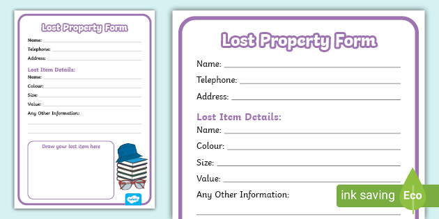 Lost Property Role Play Form (teacher made)