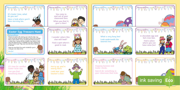 Easter Egg Treasure Hunt with Clue Cards (teacher made)
