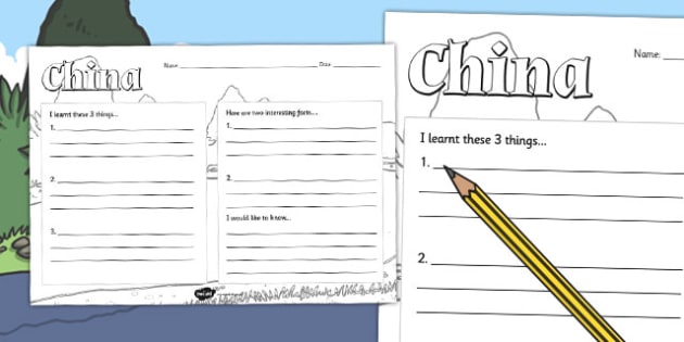 China Topic Write Up Worksheet (teacher made)