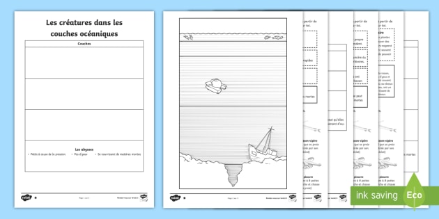 Feuilles d'exercice : Les couches de l'océan (teacher made)
