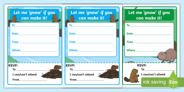 FREE! - Beaver Themed Party Invitations (teacher made)