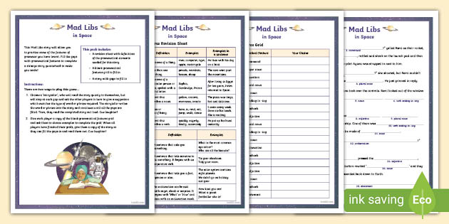 Mad Libs in Space (teacher made)