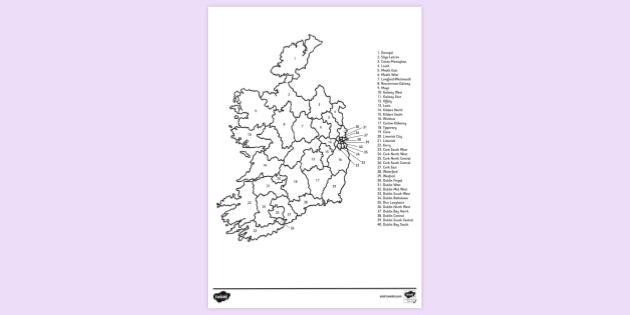 FREE! - Irish Voting Constituency Map Colouring Sheet
