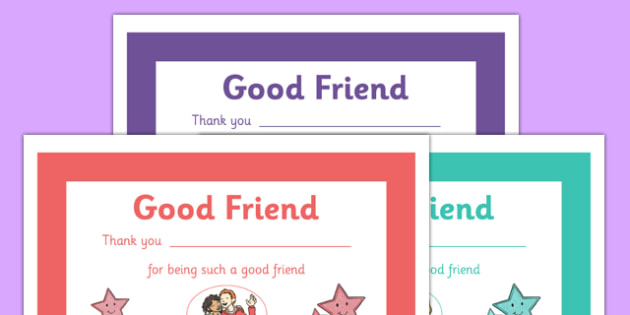 FREE! - Good Friend Certificate (teacher made)