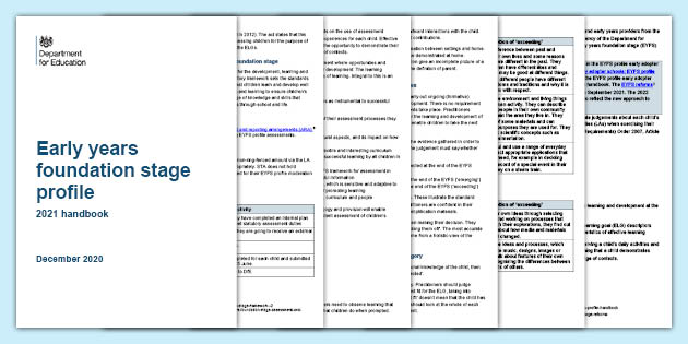 New Dfe Early Years Foundation Profile Handbook 2021
