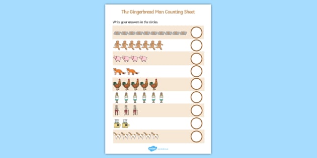 The Gingerbread Man Counting Sheet (teacher made)