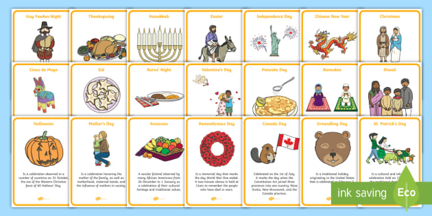 Festivals and Celebrations Display Posters - Festival, dates, celebration