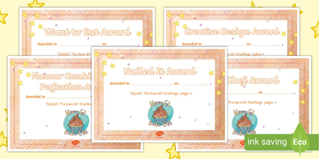 Bake-Off Challenge Winners' Certificate Pack