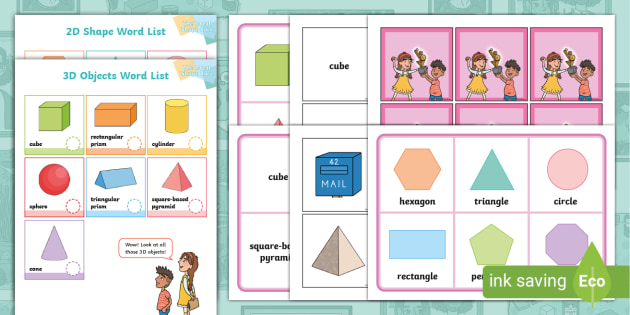 The Great Shape Race - 2D Shapes and 3D Objects Bingo