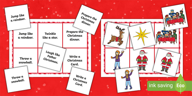 Christmas Actions Bingo Game (teacher made)