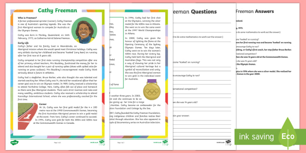 Famous Indigenous Australians - Cathy Freeman Differentiated Reading