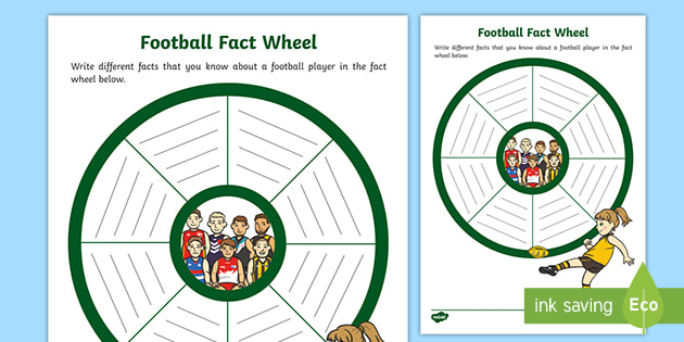 Football Player Fact Wheel Worksheet