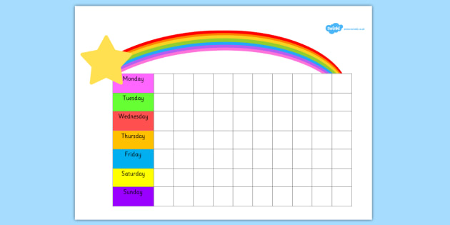 Editable Rainbow Reward Chart - rainbow, reward, award, chart