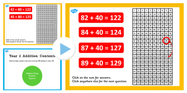 Year 2 Adding 2 Digit Numbers and Tens to Same 10s Number Squares