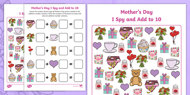 👉 Mother's Day I Spy and Add to 10 (teacher made)