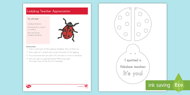 Teacher Appreciation Ladybug Gift Card Craft (teacher made)