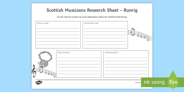Scottish Musicians Runrig Research Worksheet / Worksheet