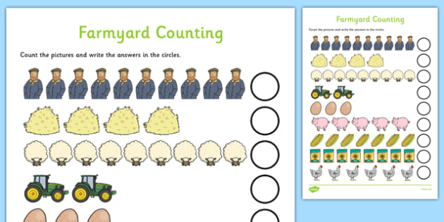 My Counting Worksheet (Farm Animals) - Counting worksheet, Farm