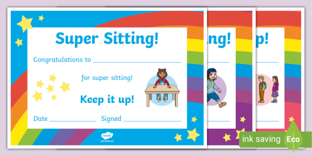 Positive Behaviour Certificates,super sitting,wonderful walking,lovely ...