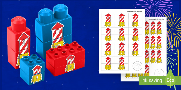 Firework Rocket Number Bonds to 10 Matching Connecting Bricks Game