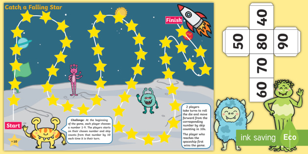 Catch A Falling Star Multiples of 10 Board Game